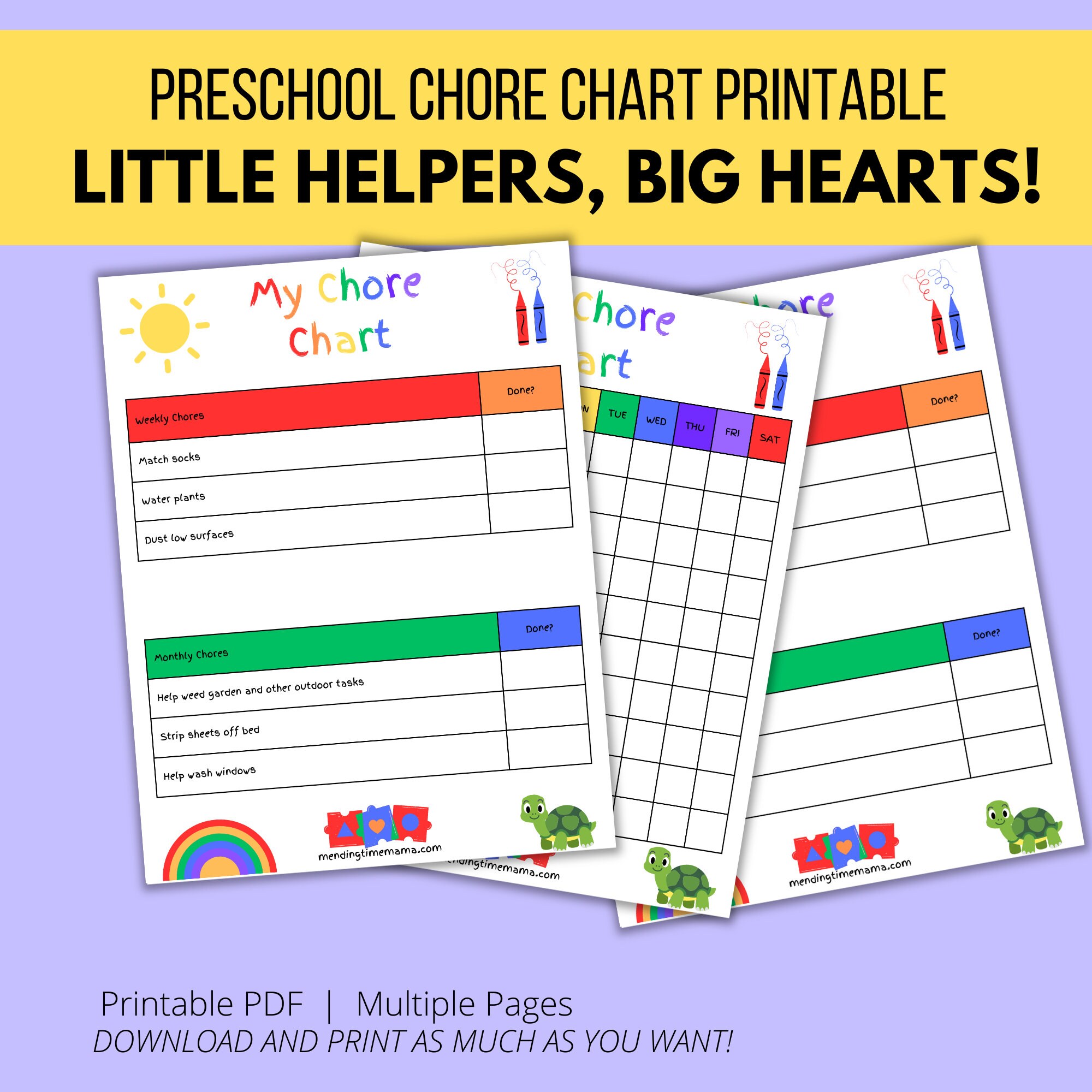 Preschool Chore Chart, Printable Daily Chore Chart, Weekly Chore Chart ...