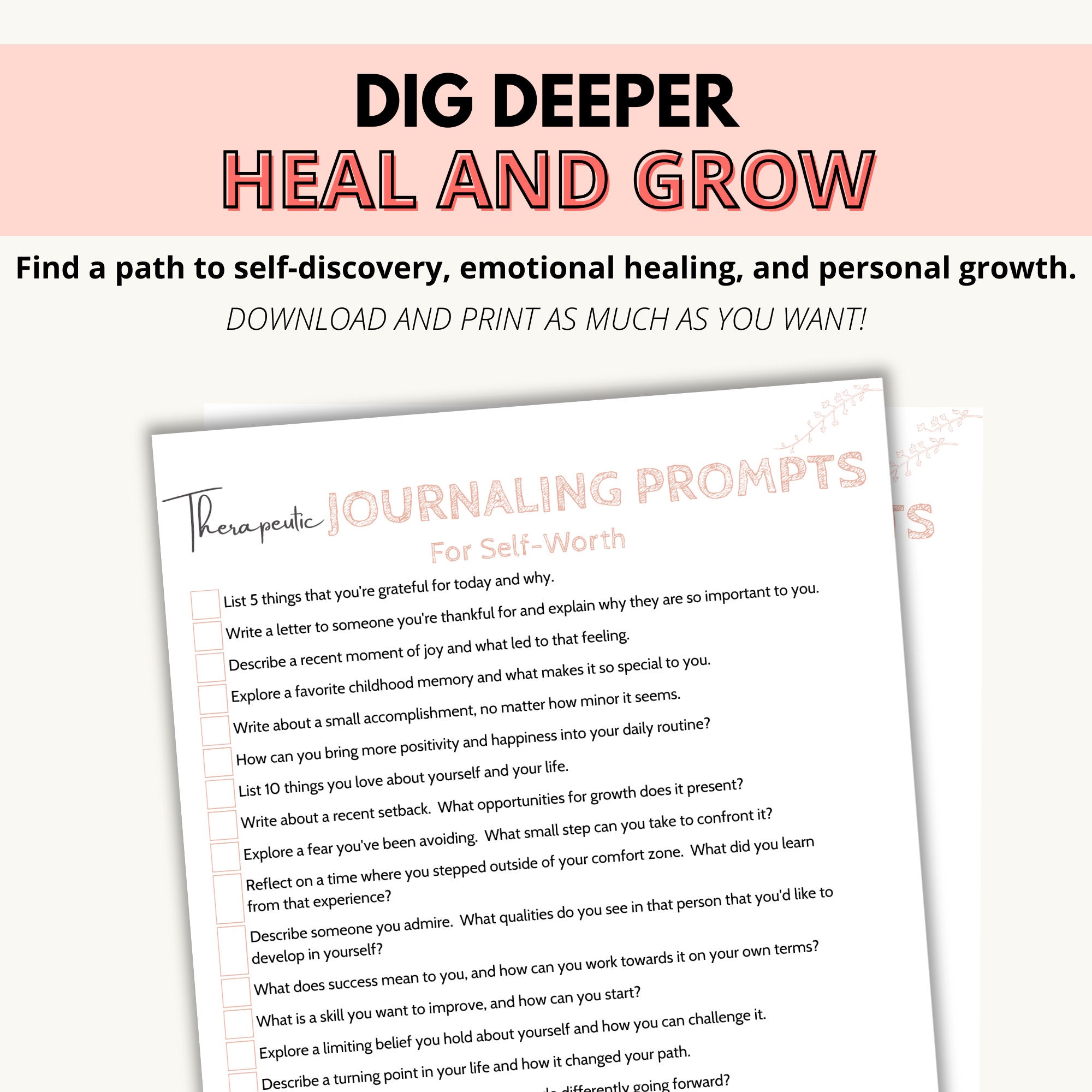 Therapeutic Journaling Prompts for Women, Mental Health Journal ...