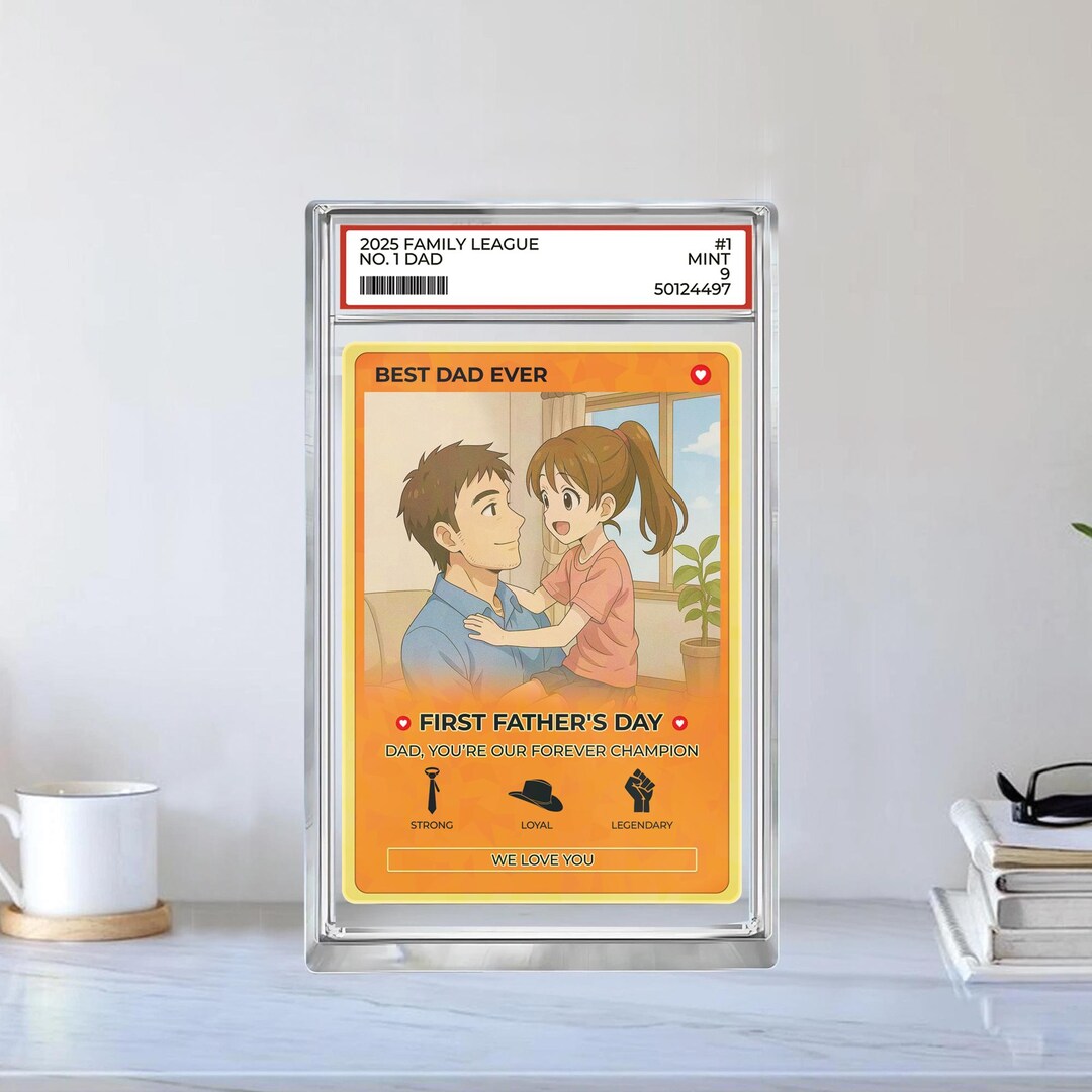 Personalized Fathers Day Gift Trading Card Style, Anime Photo Acrylic ...