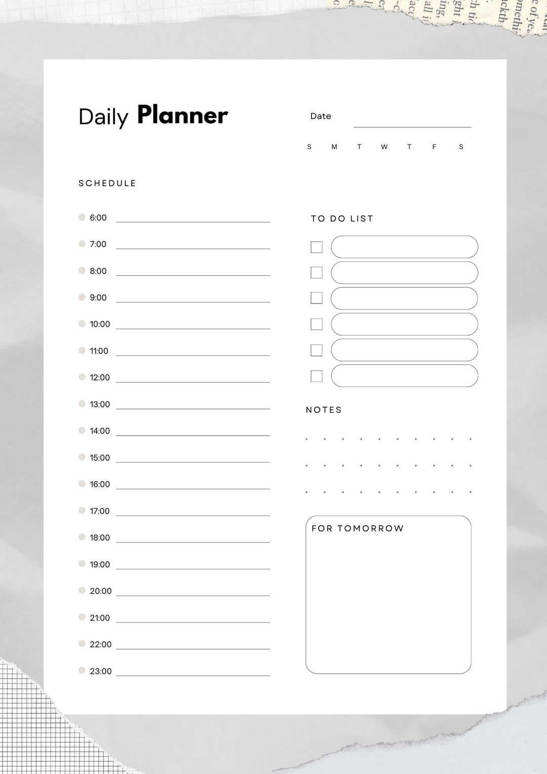 A4 Daily Printable Planner | Schedule | to Do List | Notes | Next Day ...