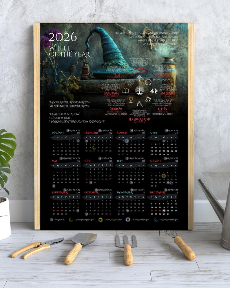2026 Wheel of the Year Witch Calendar | Wiccan Sabbats, Spells (digital ...