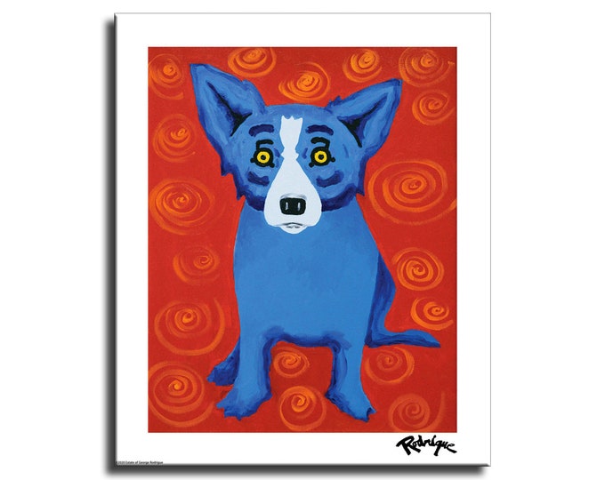 George Rodrigue Blue Dog Note Cards in Matted Window Pane Format Framed ...