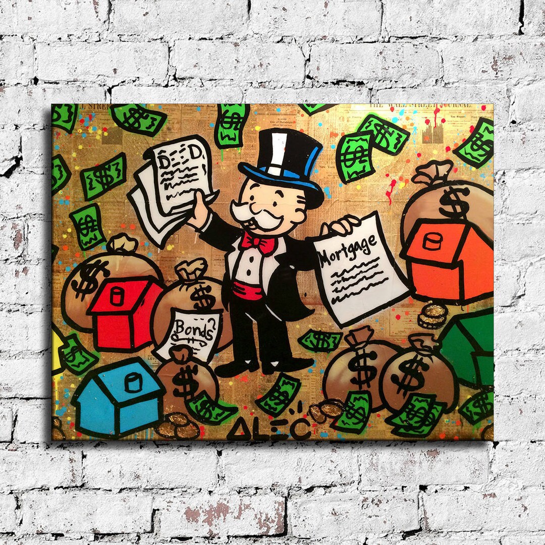 32x24 Inches Alec Monopoly "deed, Bonds, Mortgage" New HD Print. Canvas ...