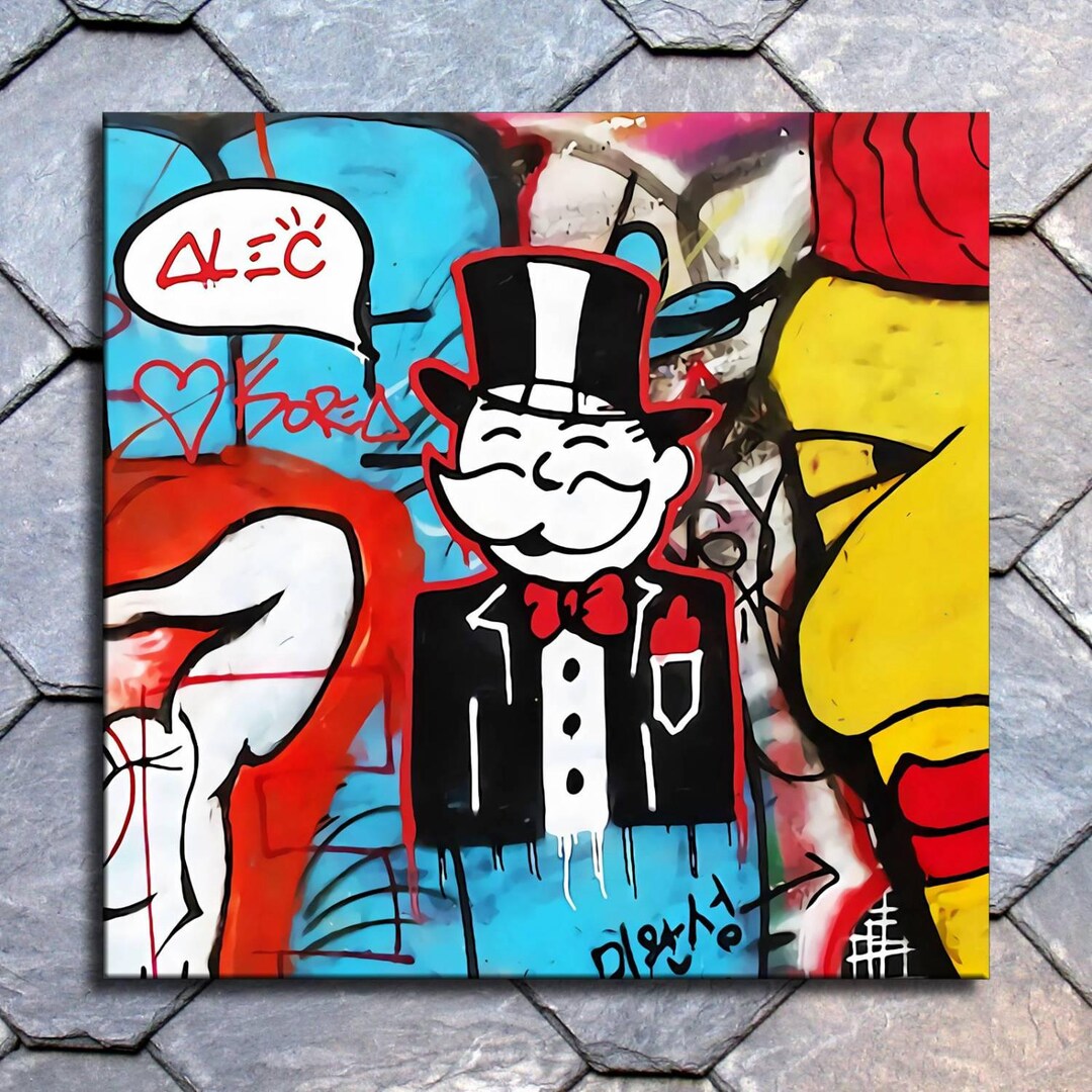 24x24 Inches Alec Monopoly "happy Face" New HD Print on Canvas Ready to ...