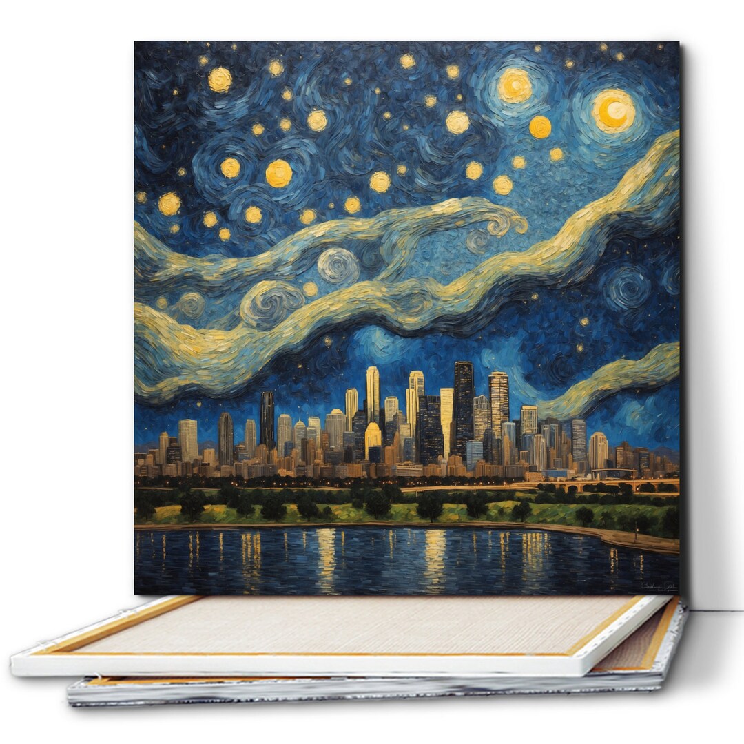 Dallas Skyline Poster. Van Gogh Starry Night Over Dallas. New HD Print ...