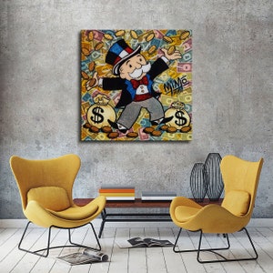 24x24 Inches Alec Monopoly "mimo Money Master" HD Print on Canvas Ready ...