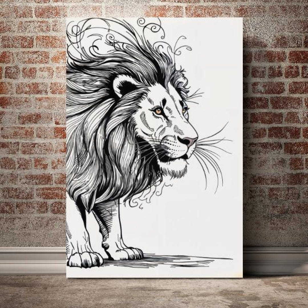 24x36 Inches - Lion King Line Art. Lion King Wall Art. Lion King ...