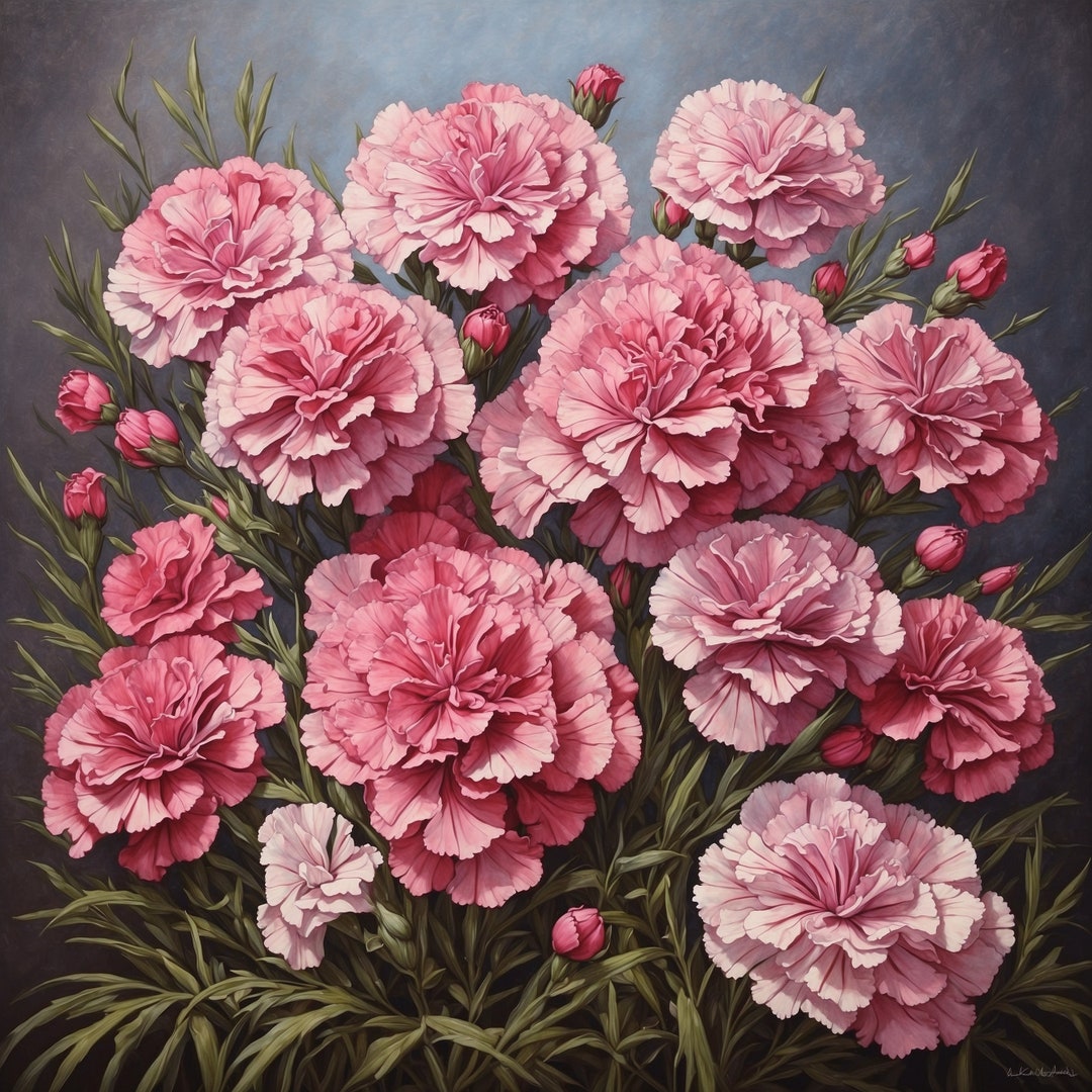 Dianthus Blooms Waterproof Vinyl Fabric Canvas HD Print, Wall Home ...