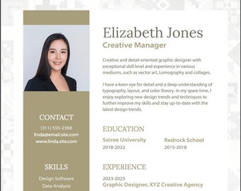 Professional CV and Resume Template With Photo, PDF, Easy Edit. - Etsy