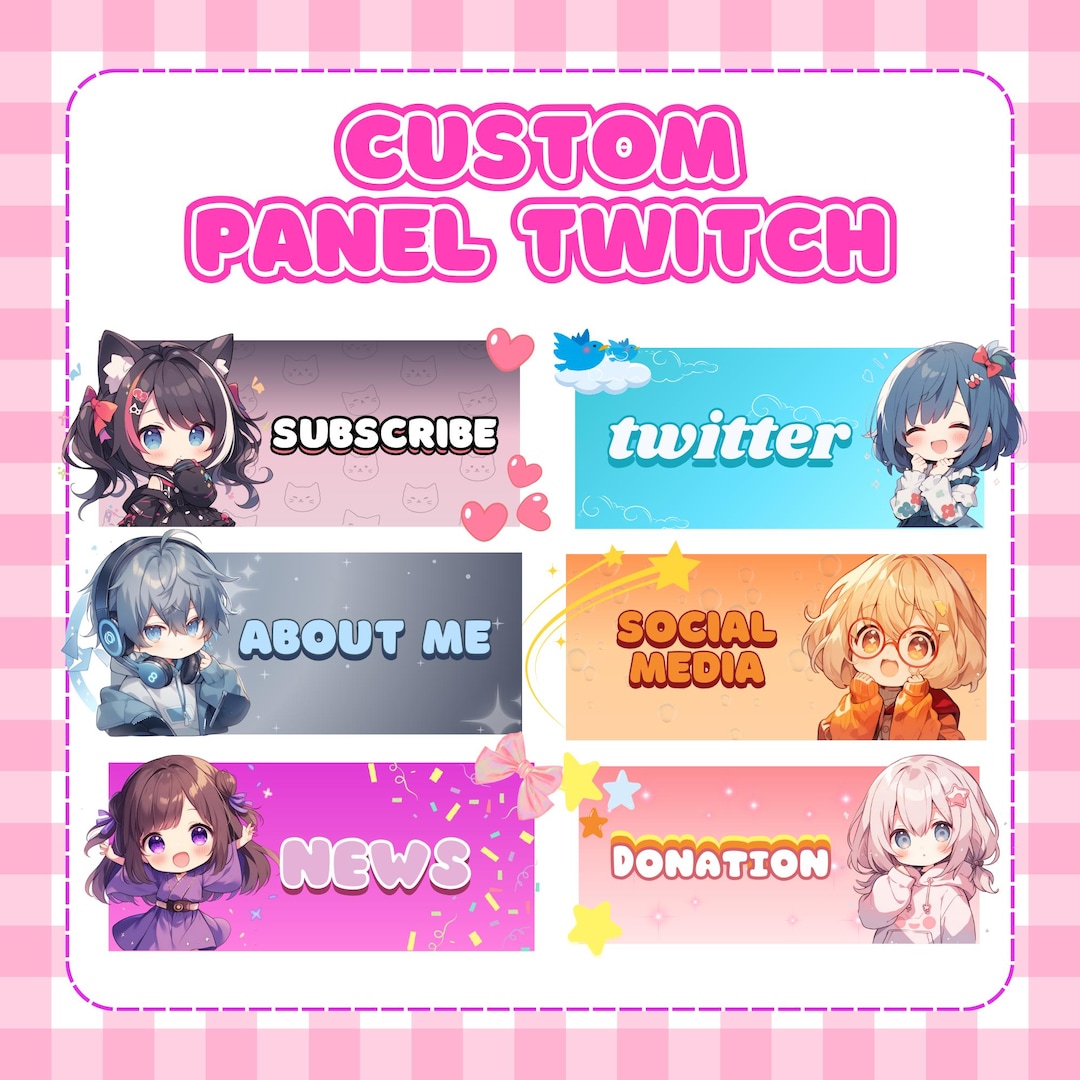 Panel Twitch Custom Chibi Twitch Panels Vtuber Panel Pet Panel Anime ...