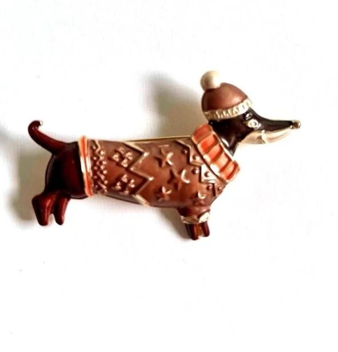 Enamel Dachshund Dog Brooch Pin | Dachshund in Sweater and Hat | Dog ...
