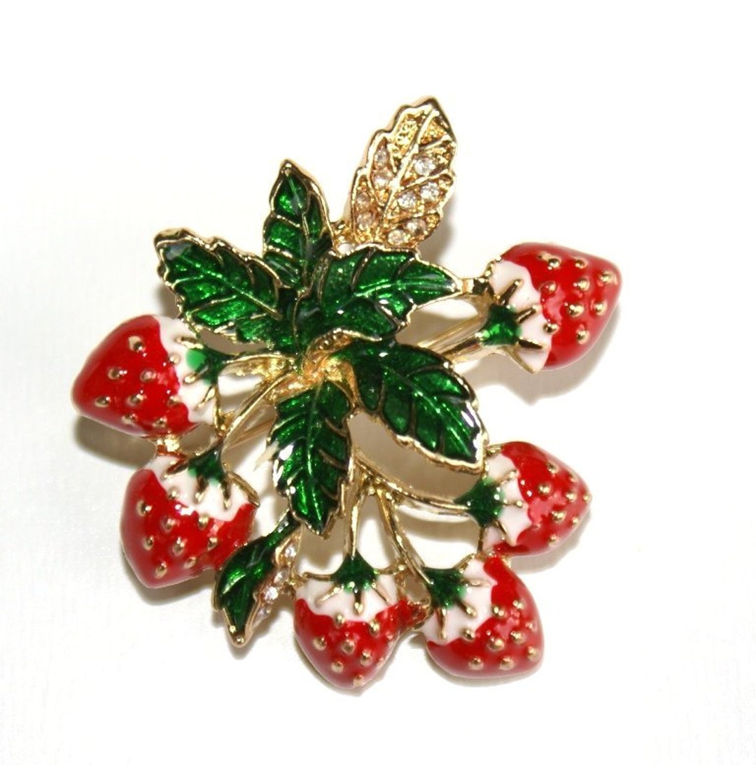 Enamel Wild Strawberry Brooch Retro Fruit Brooch Wild Strawberries ...