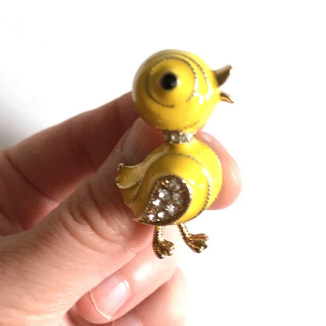 Duck Brooch Little Duck Brooch Yellow Duck Brooch Enamel Brooch Lovely ...