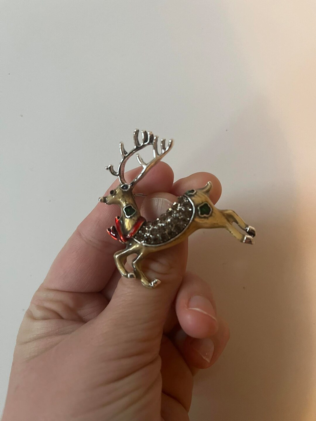 Cute Enamel Reindeer Brooch Christmas Reindeer Brooch Brown Flying Deer ...