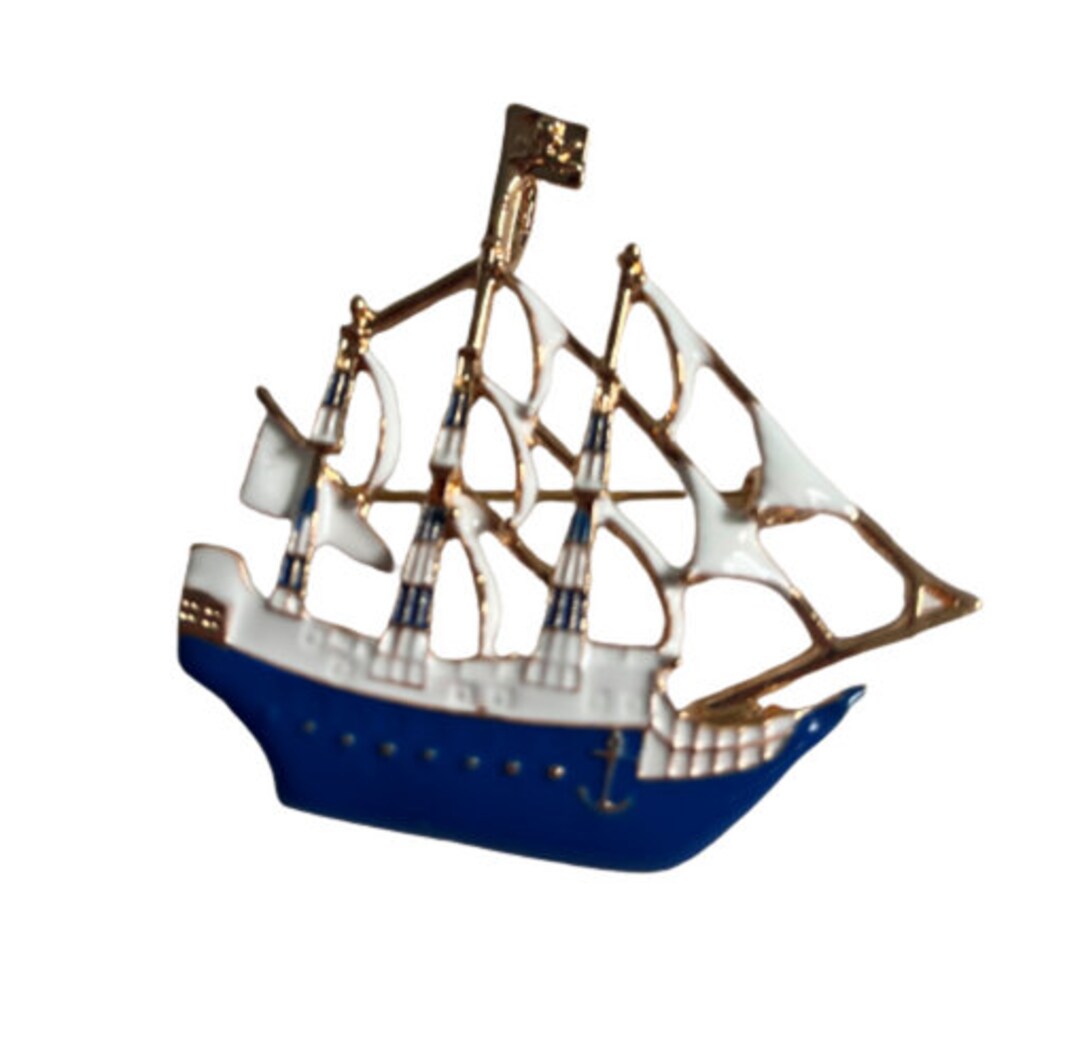 Large Enamel Ship Brooch Sea Life Brooch Marine Brooch Brooch Gift ...