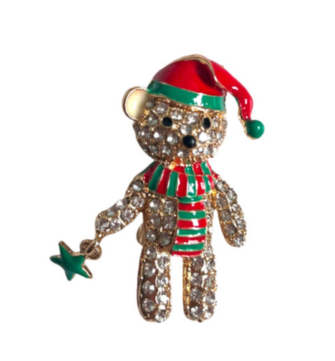 Cute Rhinestone Teddy Bear Brooch Christmas Teddy Bear Brooch Sweet ...