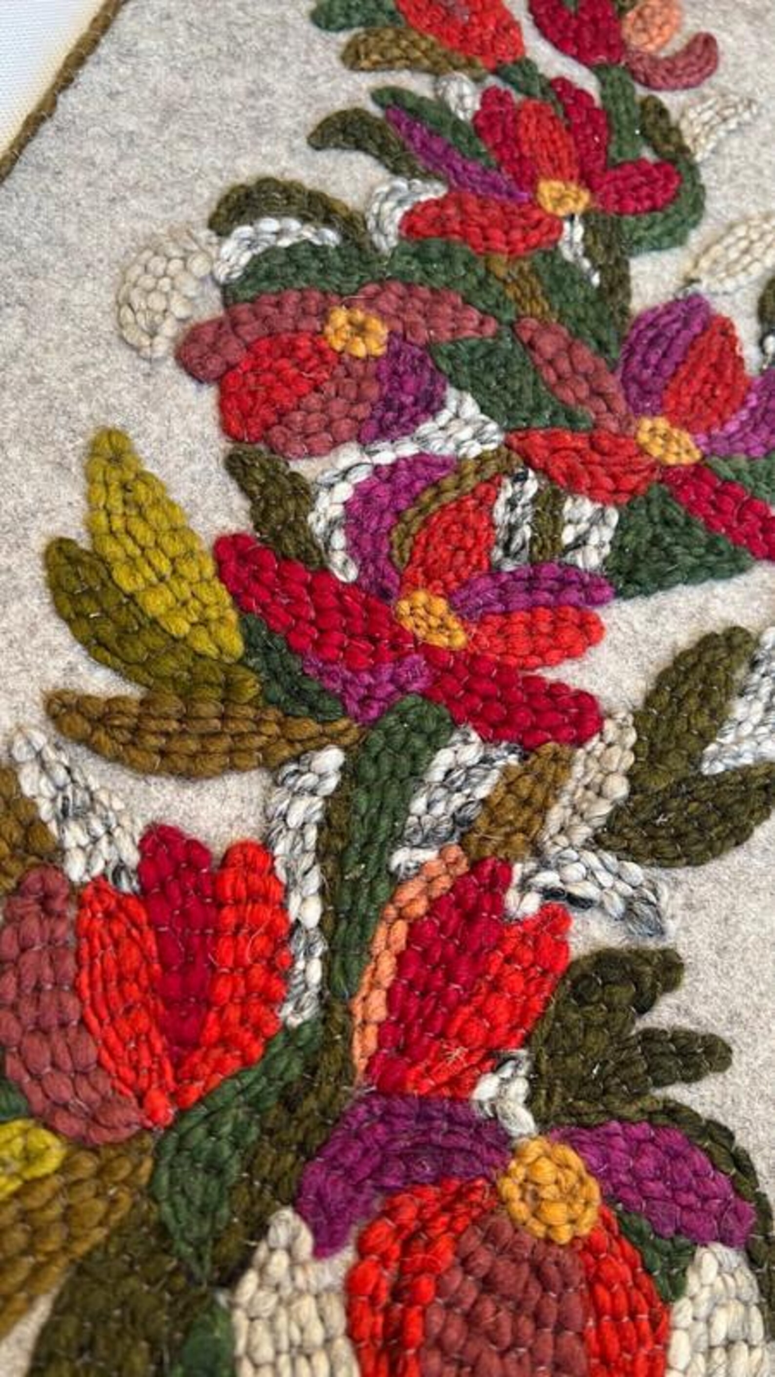 Vintage Poland Cepelia Wool Tapestry Sumak Kilim Flowers Pattern ...