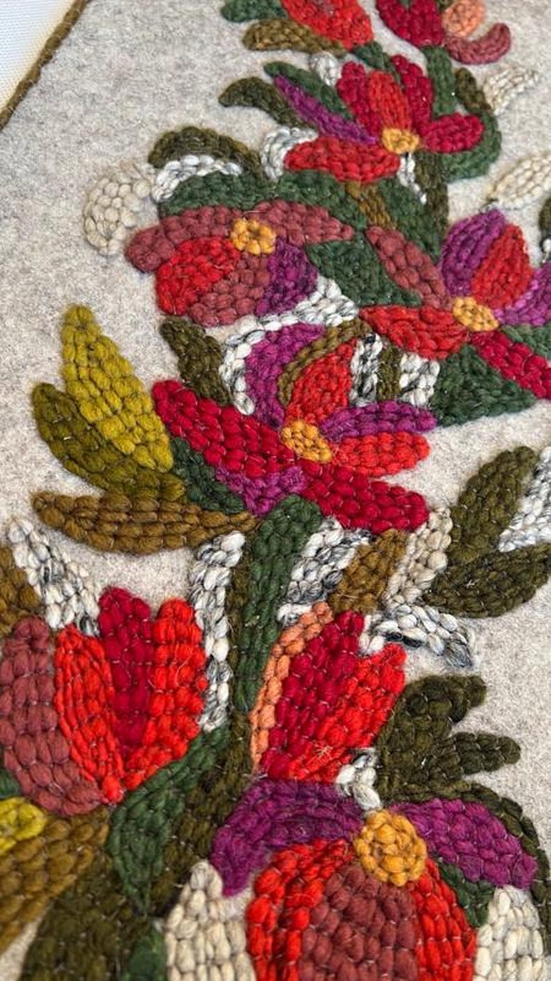 Vintage Poland Cepelia Wool Tapestry Sumak Kilim Flowers Pattern ...