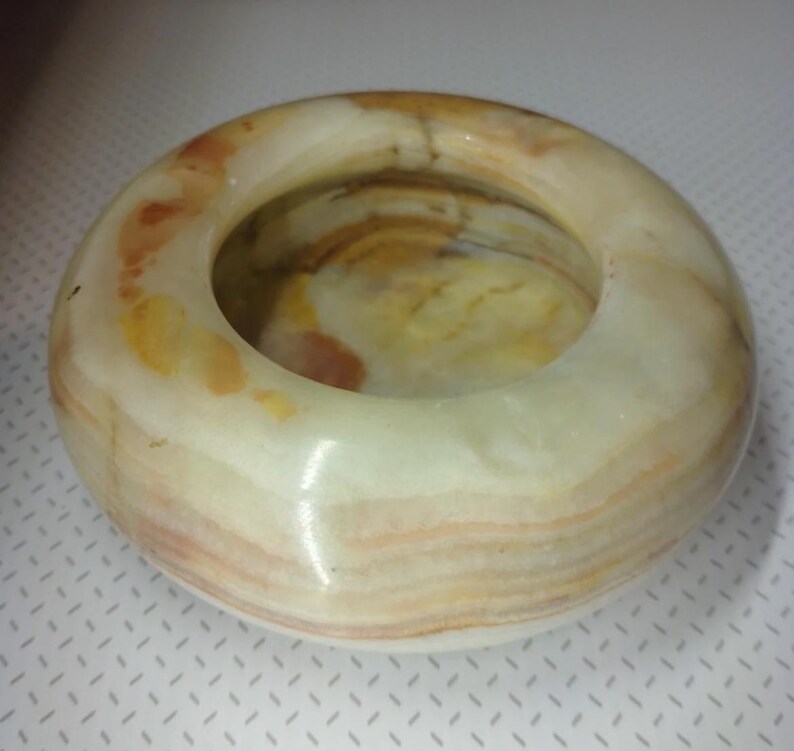 Vintage Yellow Cream Onyx Ashtray - Classic Antique Smoker's Decor ...
