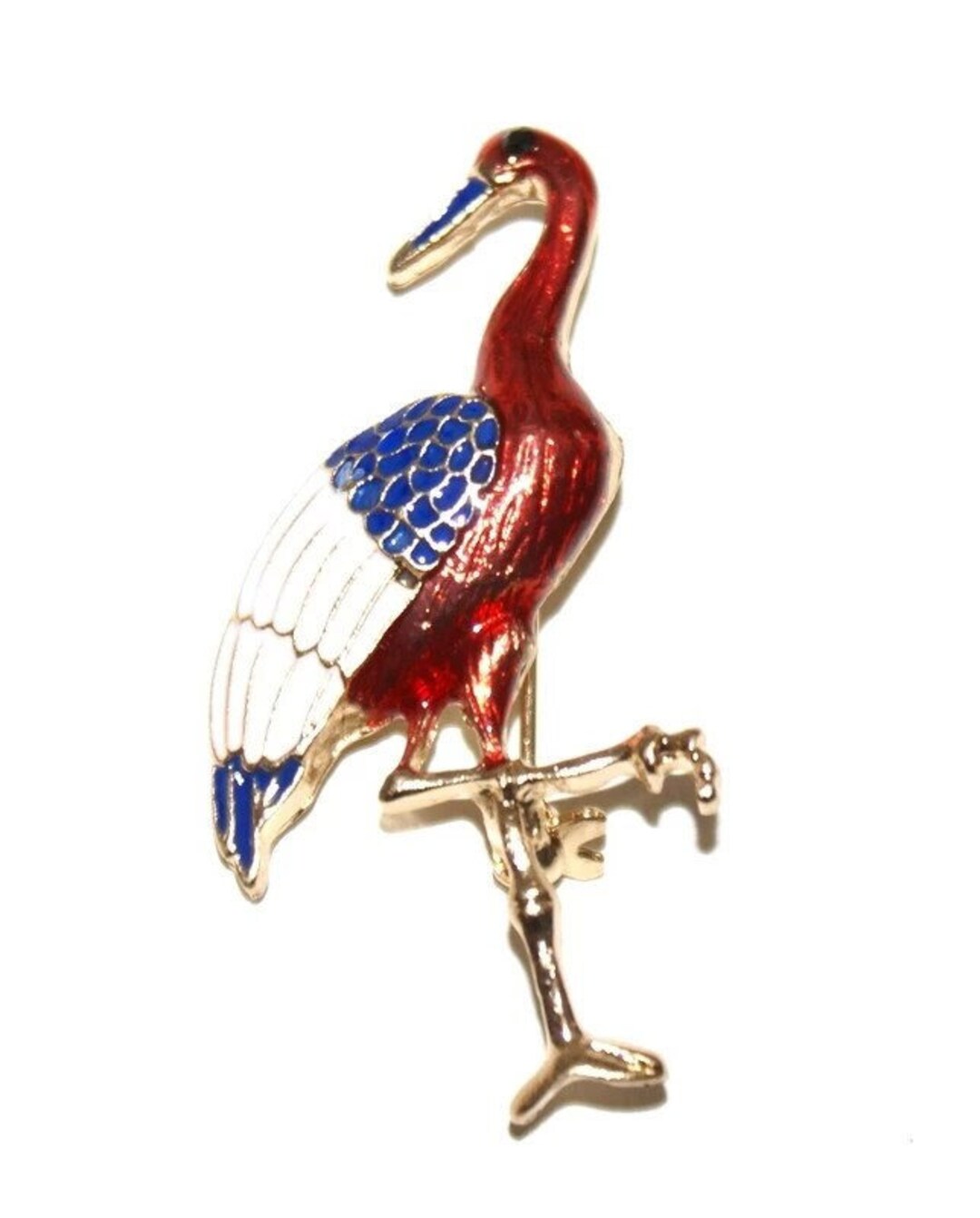 Beautiful Crane Bird Brooch | Enamel Bird Brooch | Red Bird Brooch ...