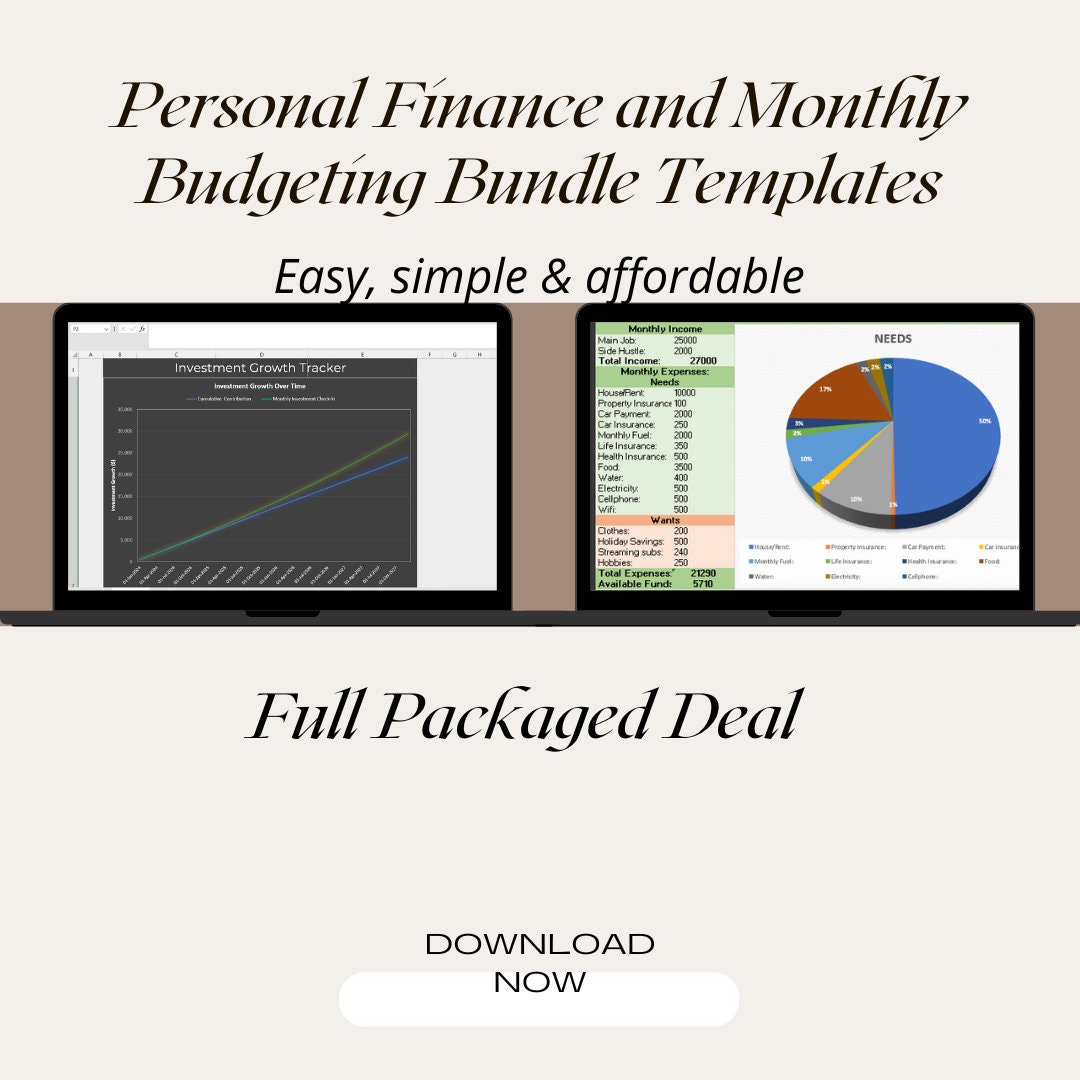 Personal Finance and Monthly Budgeting Bundle Templates - Etsy