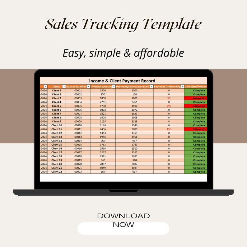 Sales Tracking Excel Template for Small Businesses - Etsy