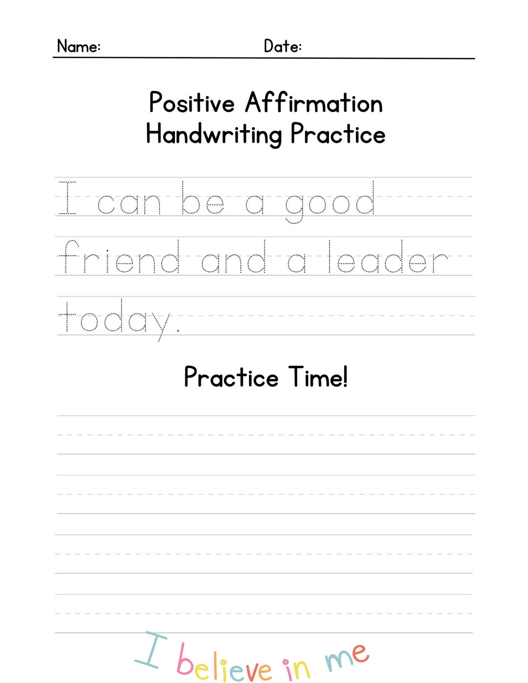 Positive Affirmation Worksheets for Students - Etsy