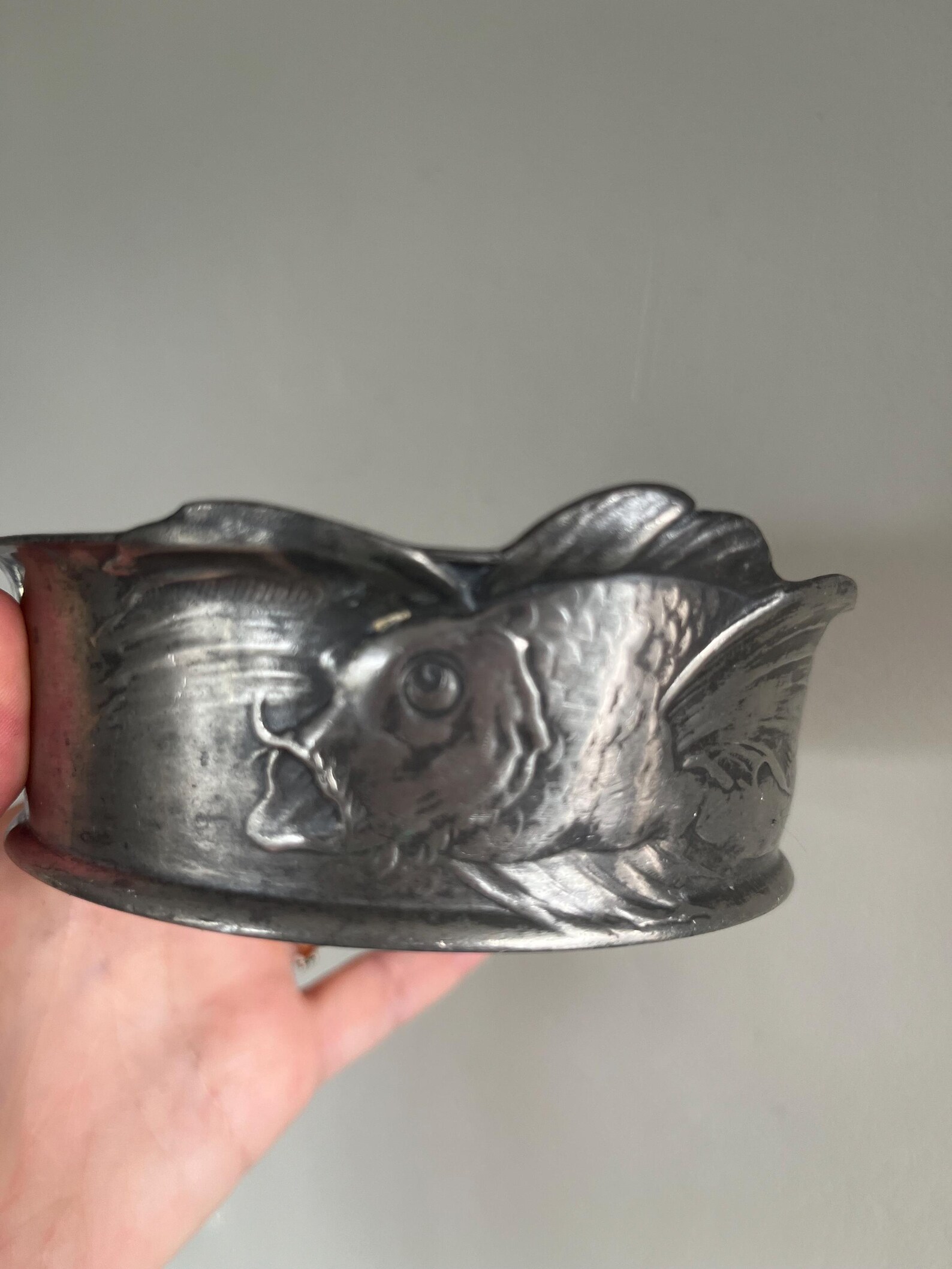 Antique Peter Bowl Kayserzinn 4248 Bottle Holder With Fish 1898-1900 - Etsy