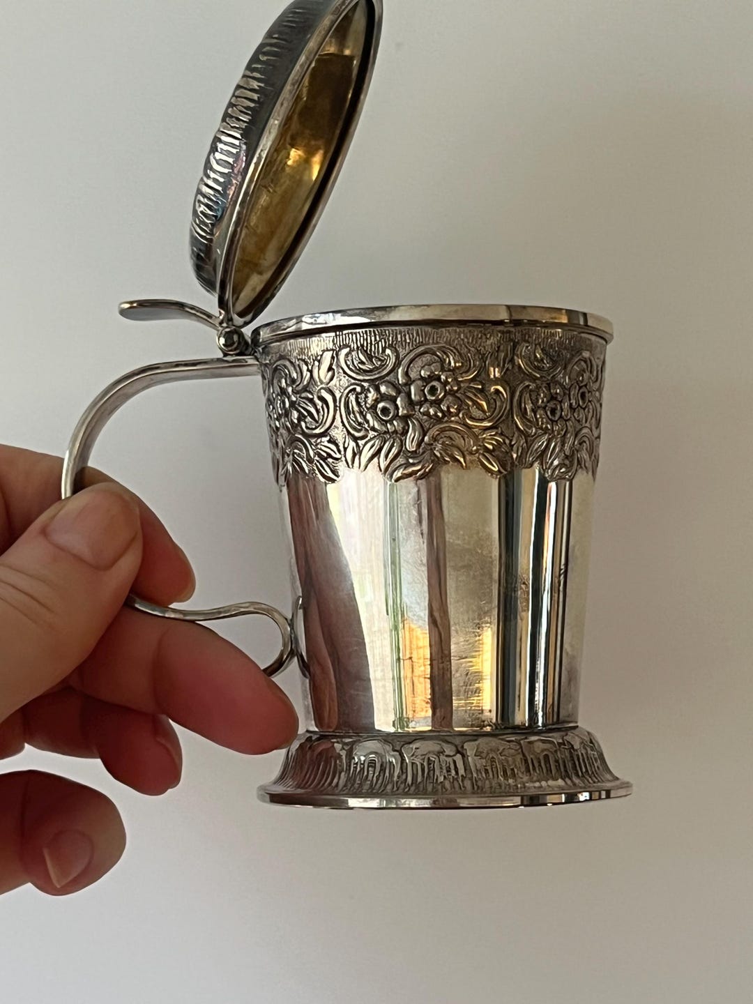 Vintage Drinking Jug With Lid, Silver Plated Tankard Sweden Stamped ...