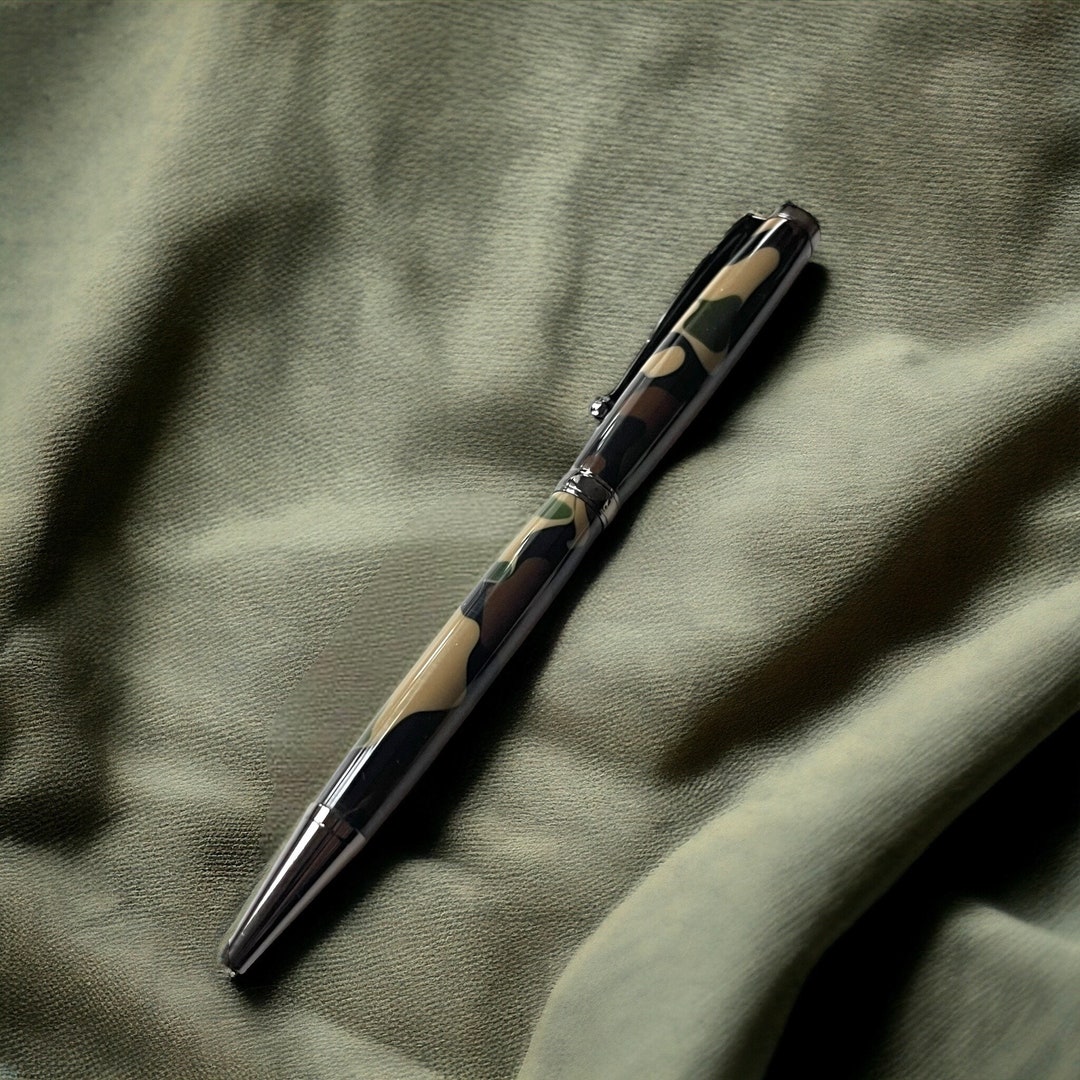 Camouflage Effect Turned Resin Pen, Artisanal and French Manufacturing ...