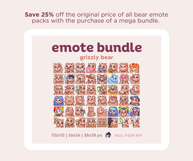 8 Twitch Emotes | Cute Grizzly Bear | Channel Points | Emoji Bundle ...