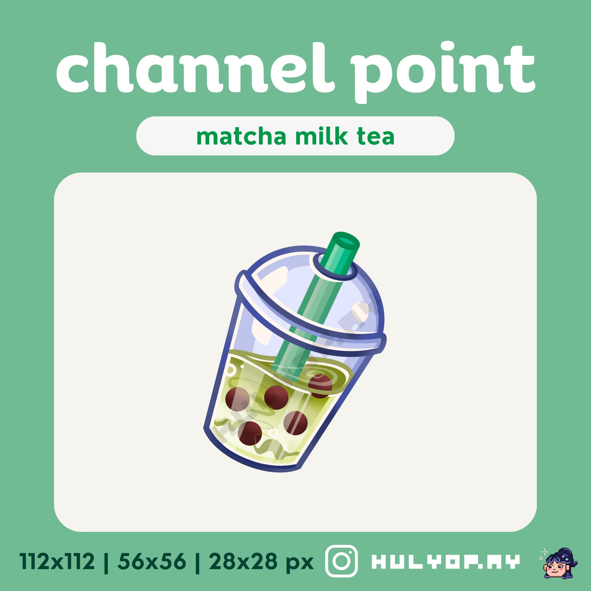 Matcha Milk Tea Channel Point Twitch Emote Green Tea Boba Bubble Tea ...