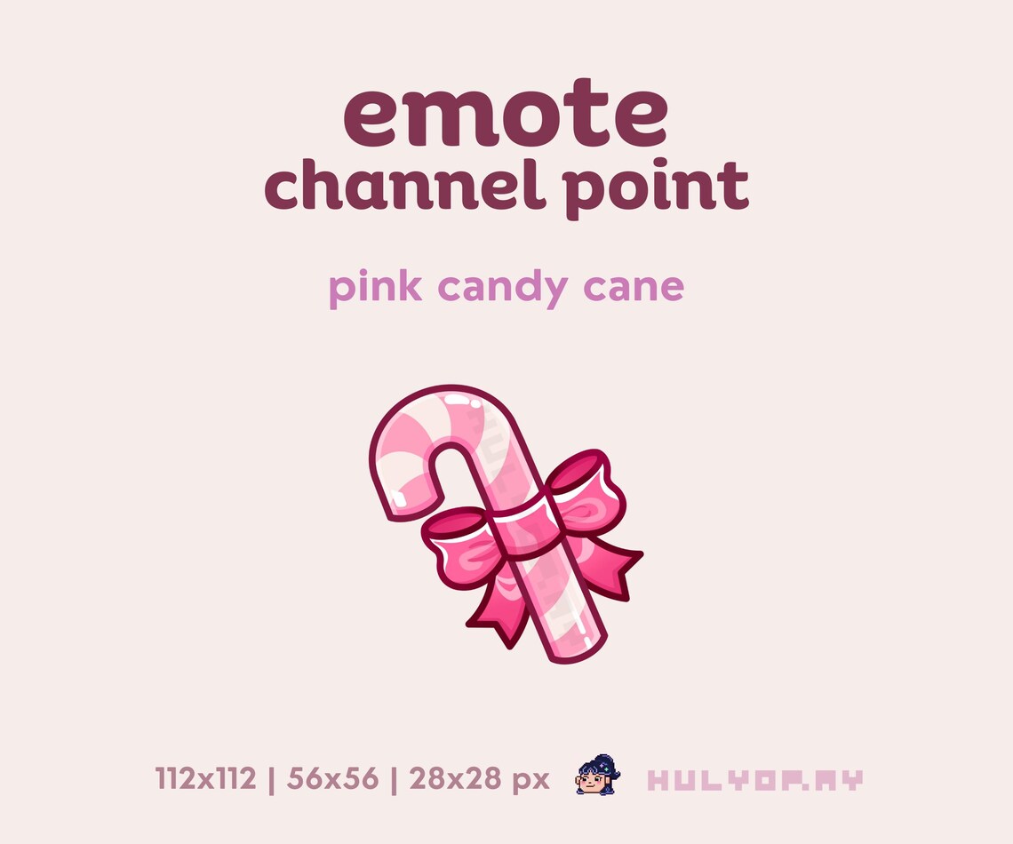 Pink Candy Cane | Channel Point | Twitch Emote | Peppermint Stick ...