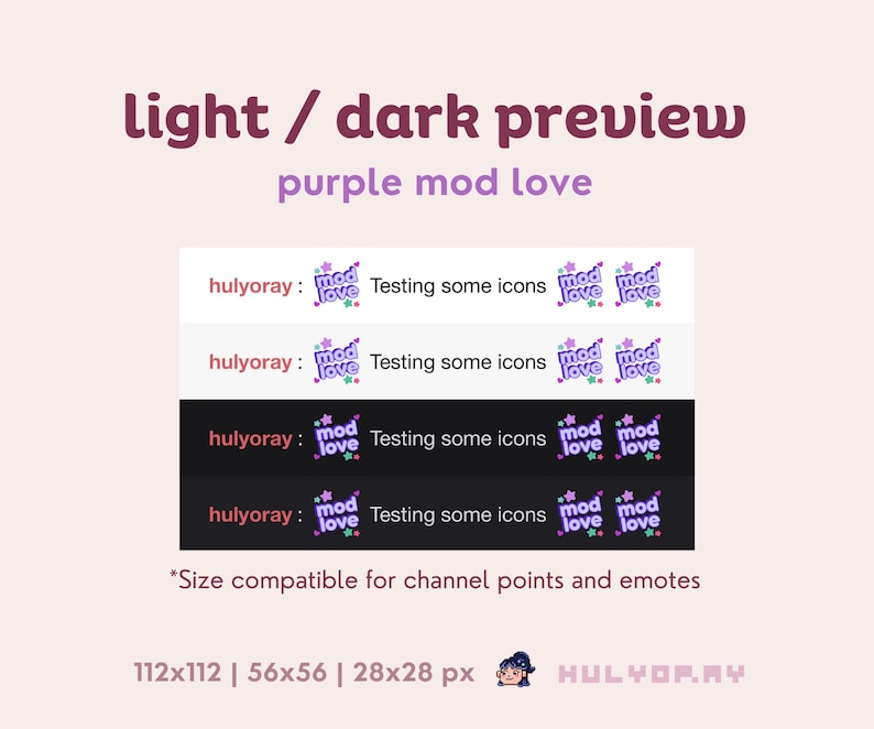 Purple Mod Love | Twitch Emote | Channel Point | Text Emote | Mods ...