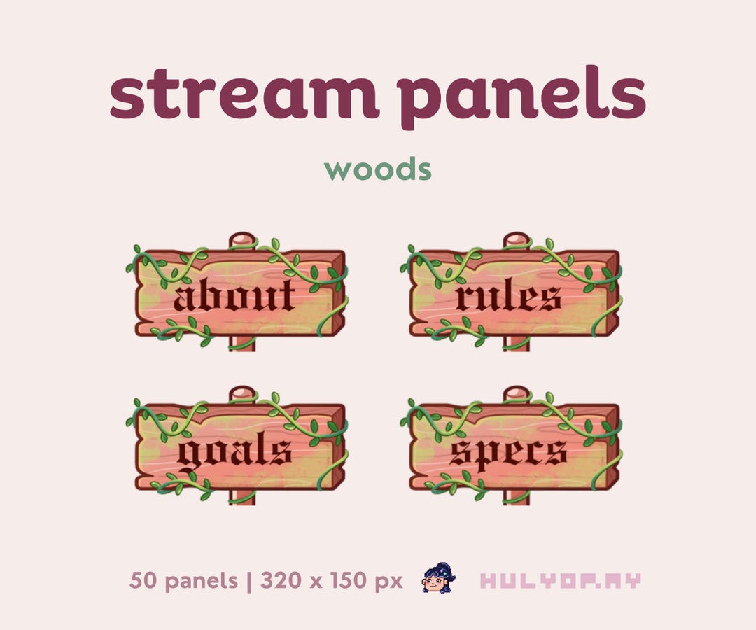 50 Twitch Panels | Wooden Sign Post | Vines | Forest | Fantasy RPG ...