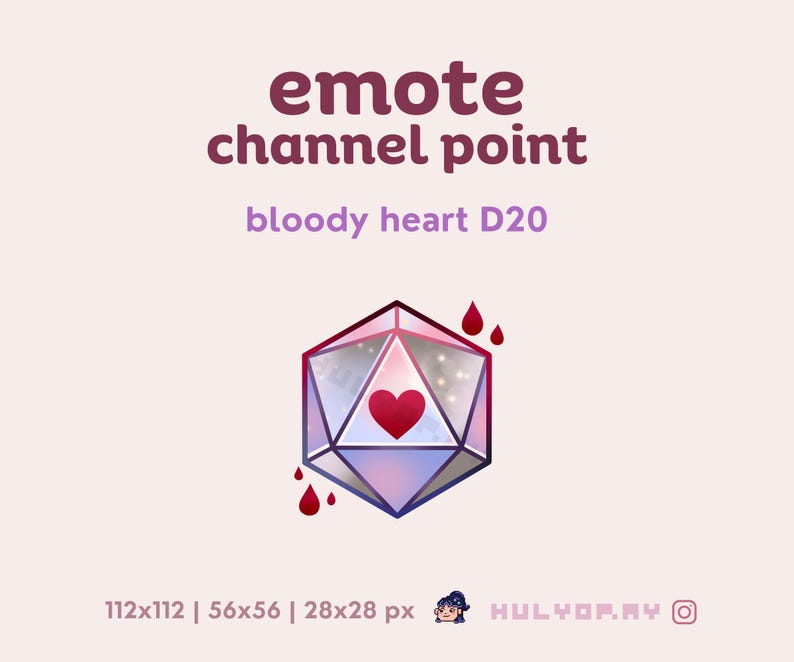 Bloody Heart D20 Channel Point | Emote for Twitch, Discord, and Youtube ...