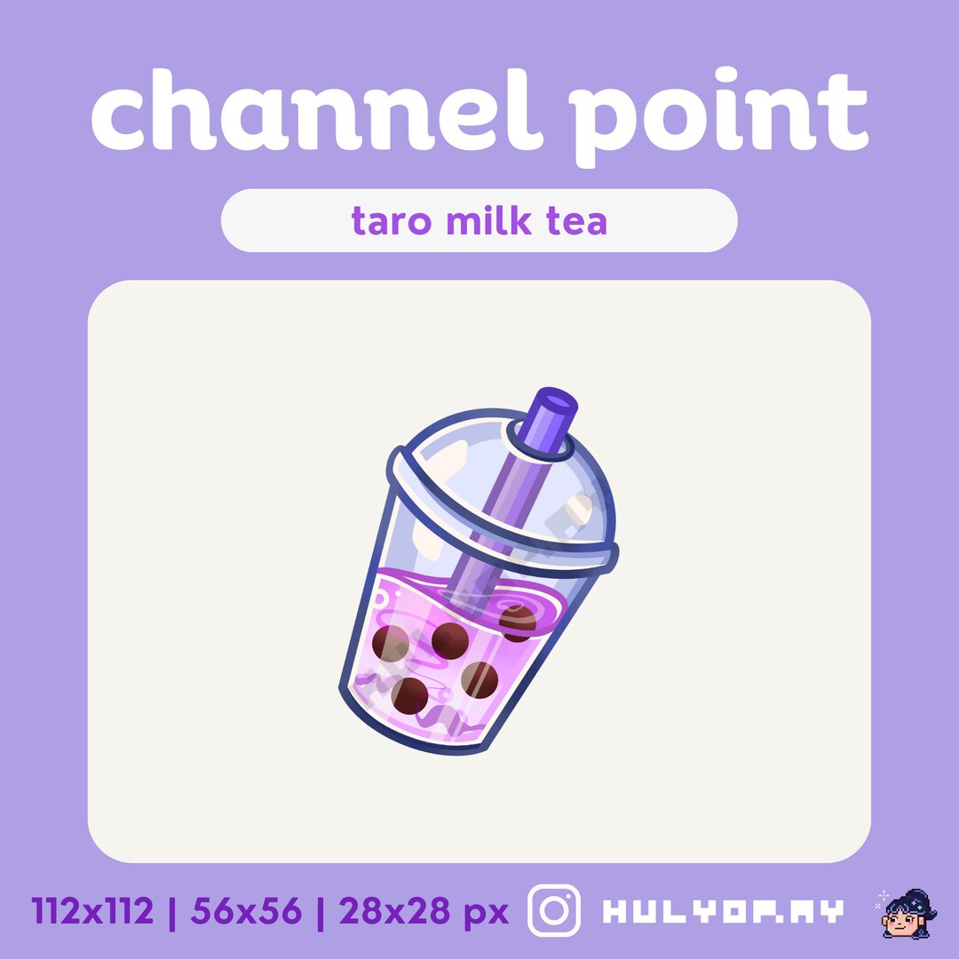 Taro Milk Tea Channel Point Twitch Emote Bubble Tea Purple Boba Tapioca ...