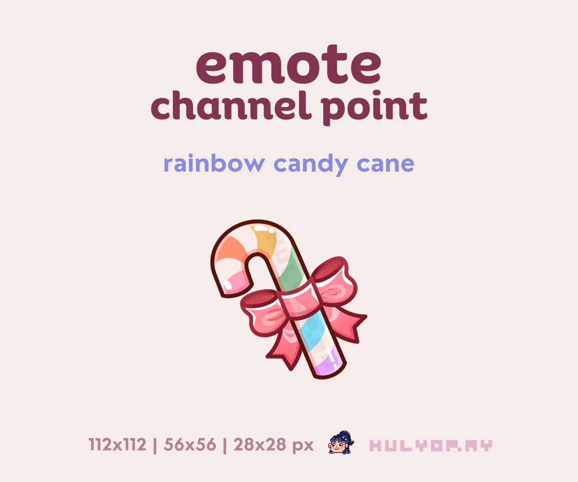 Rainbow Candy Cane | Channel Point | Twitch Emote | Peppermint ...