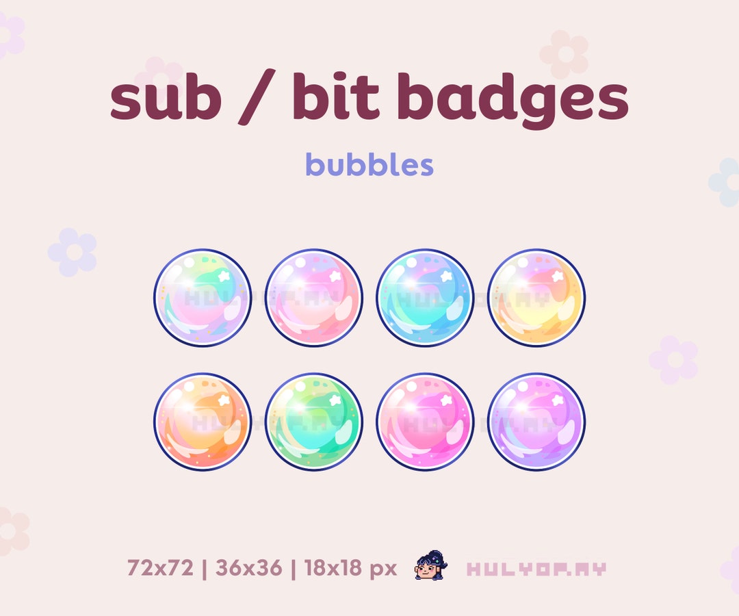 8 Twitch Sub Badges Bubbles Channel Bits Rainbow Mermaid Ocean ...