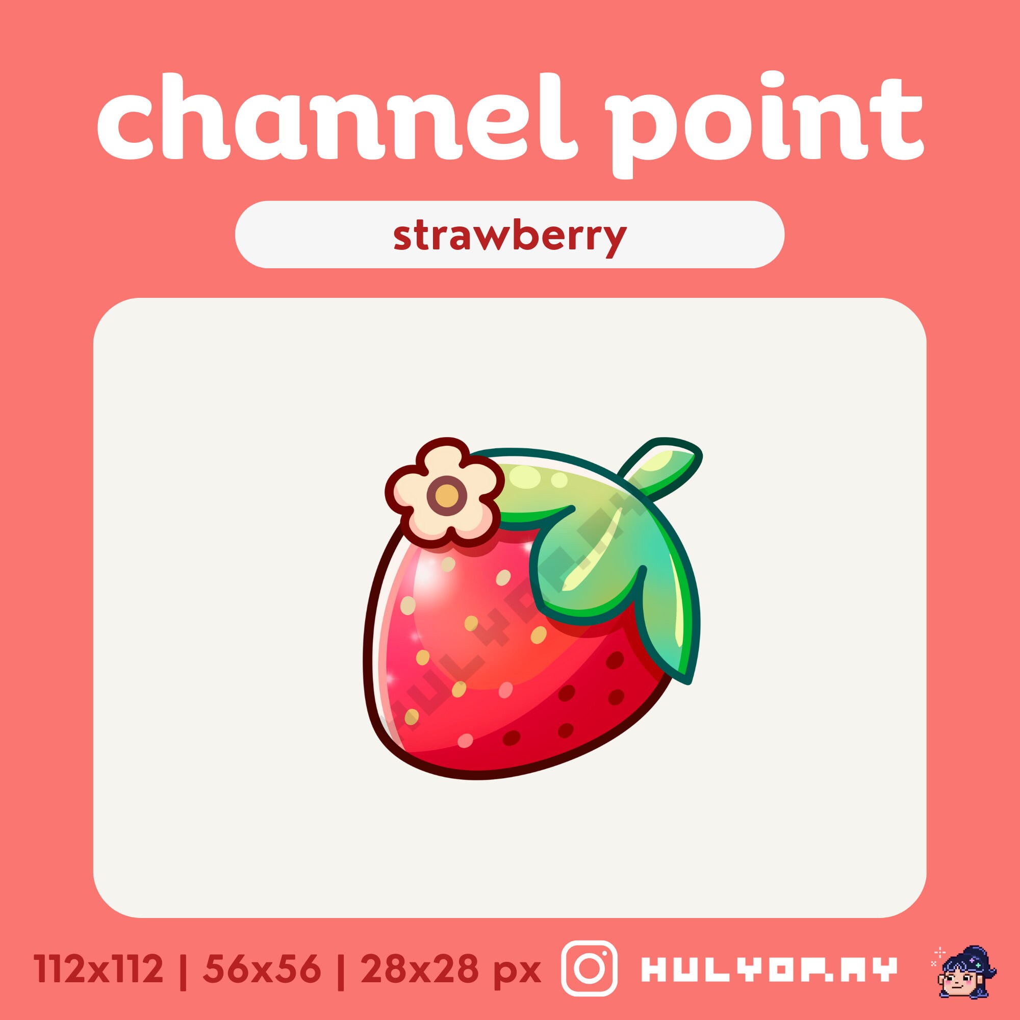 Strawberry Channel Point Twitch Emote Fruit Flowers Cute Cottagecore ...