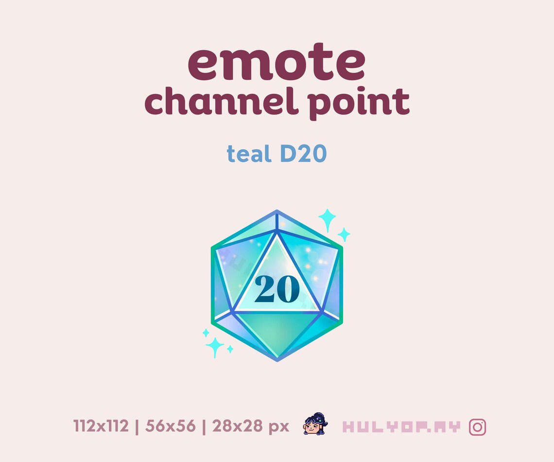 Teal D20 | Twitch Emote | Channel Point | Dice Roll | Tabletop ...