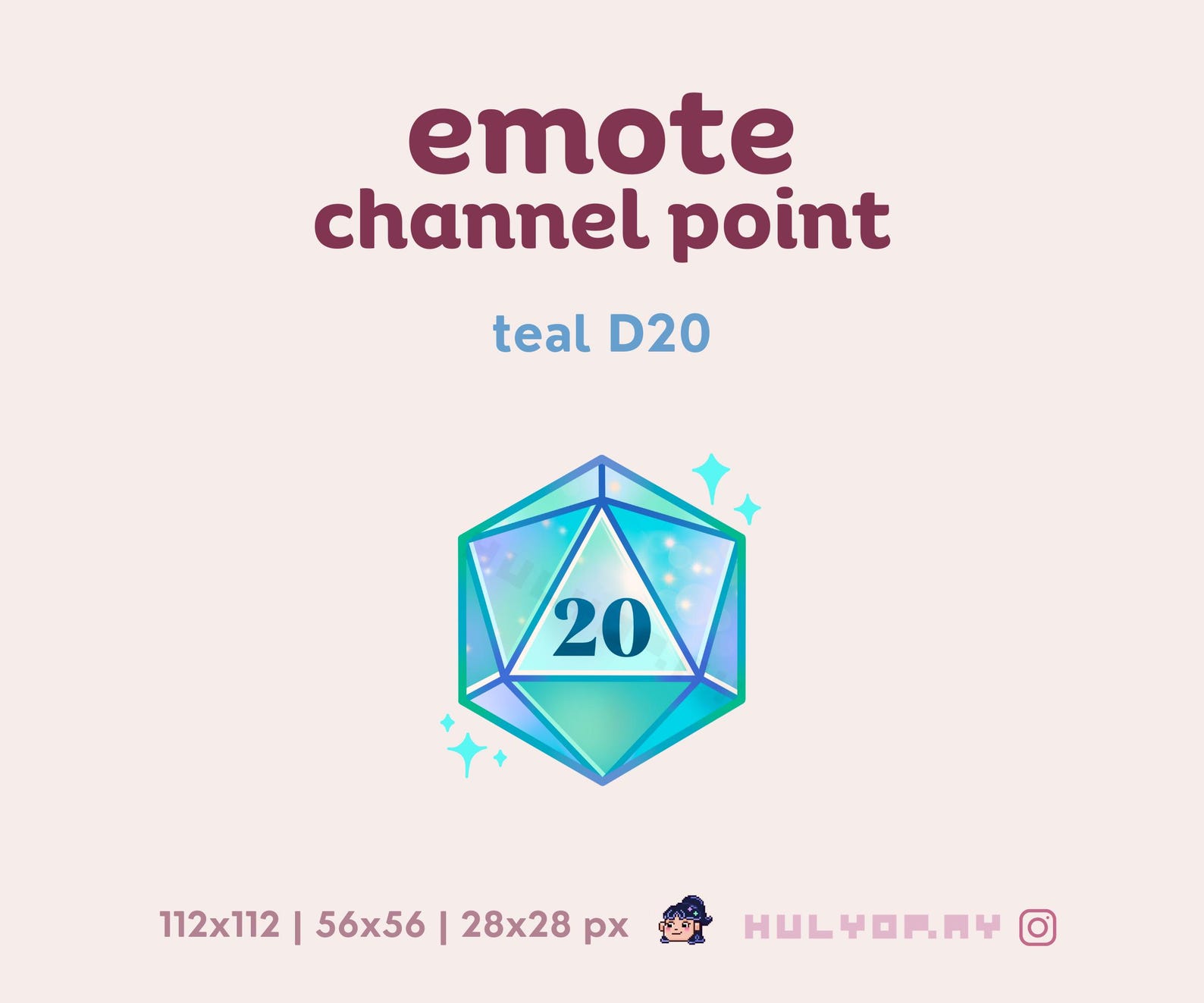 Teal D20 | Twitch Emote | Channel Point | Dice Roll | Tabletop ...