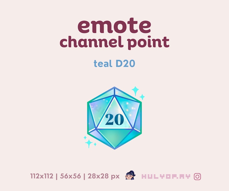 Teal D20 | Twitch Emote | Channel Point | Dice Roll | Tabletop ...