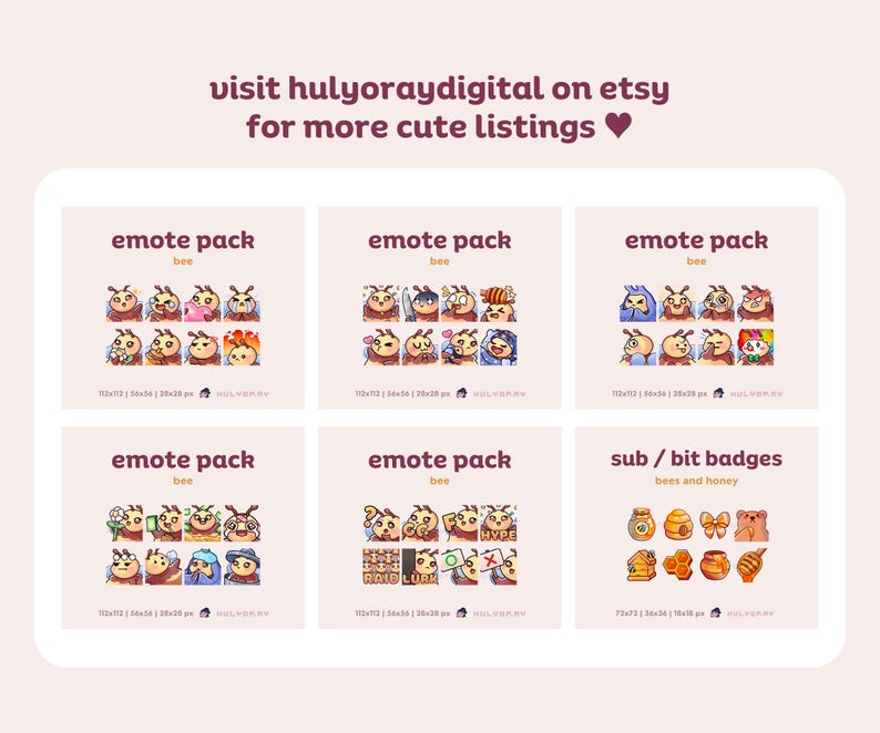8 Twitch Emotes | Cute Bee | Channel Points | Emoji Bundle | Rainbow ...
