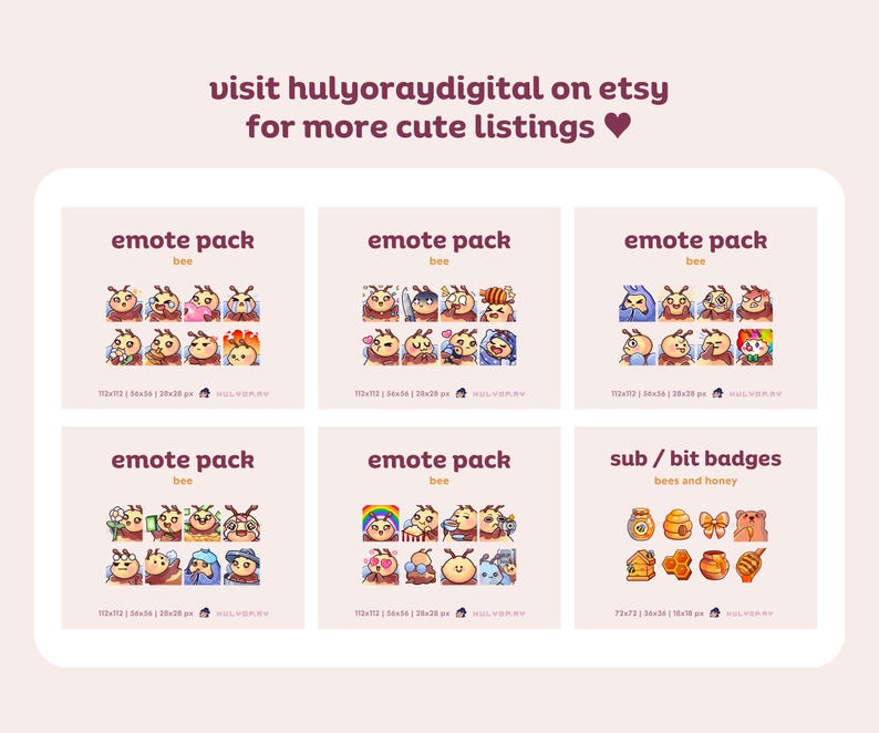 8 Twitch Emotes | Cute Bee | Channel Points | Emoji Bundle | GG | Hype ...