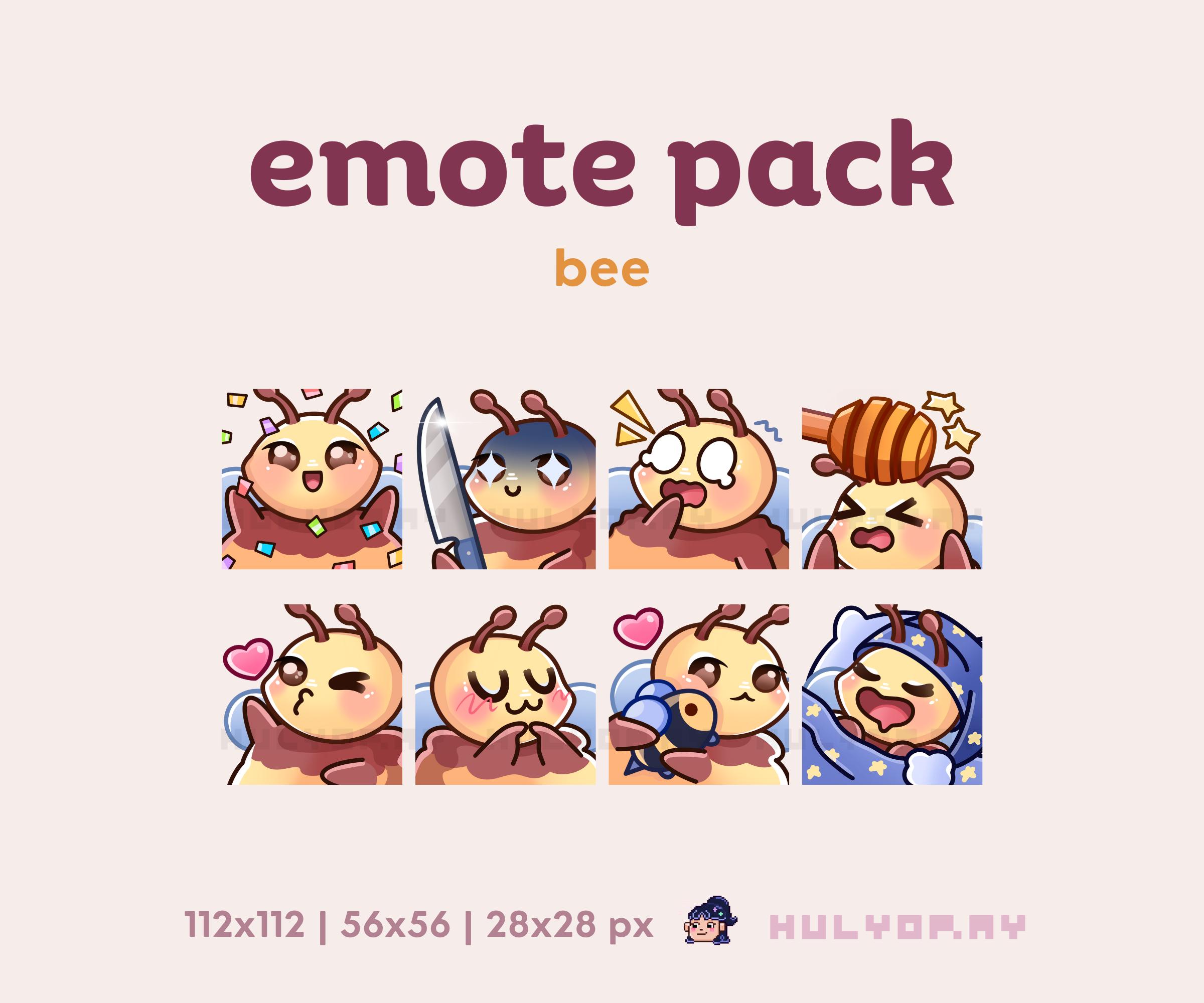 8 Twitch Emotes | Cute Bee | Channel Points | Emoji Bundle | Hug | Kiss ...