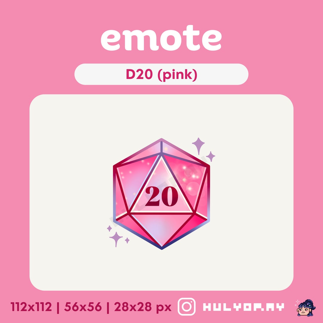 Pink D20 Twitch Emote Channel Point Dice Roll Tabletop Fantasy RPG DND ...