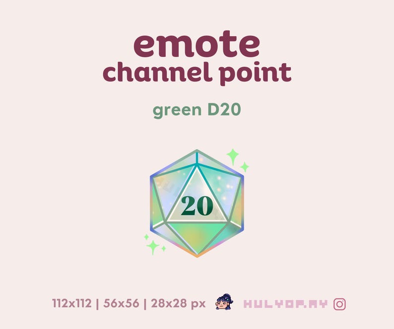 Green D20 | Twitch Emote | Channel Point | Dice Roll | Tabletop ...