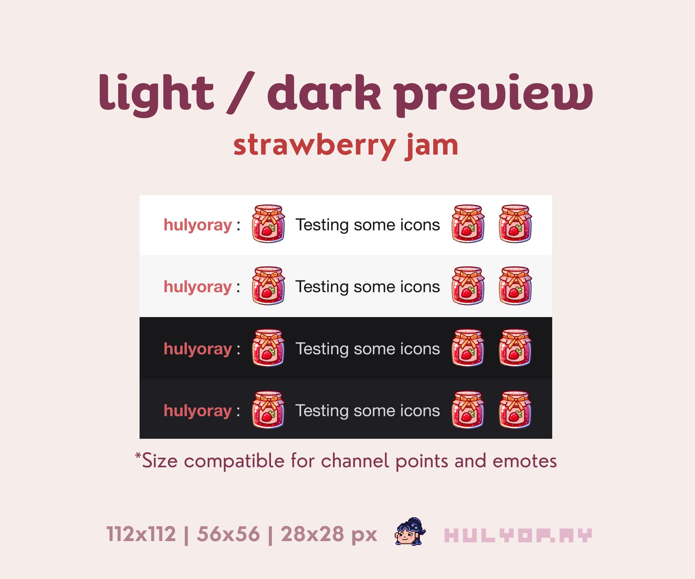 Strawberry Jam | Channel Point | Twitch Emote | Fruit Jam Jar | Cute ...
