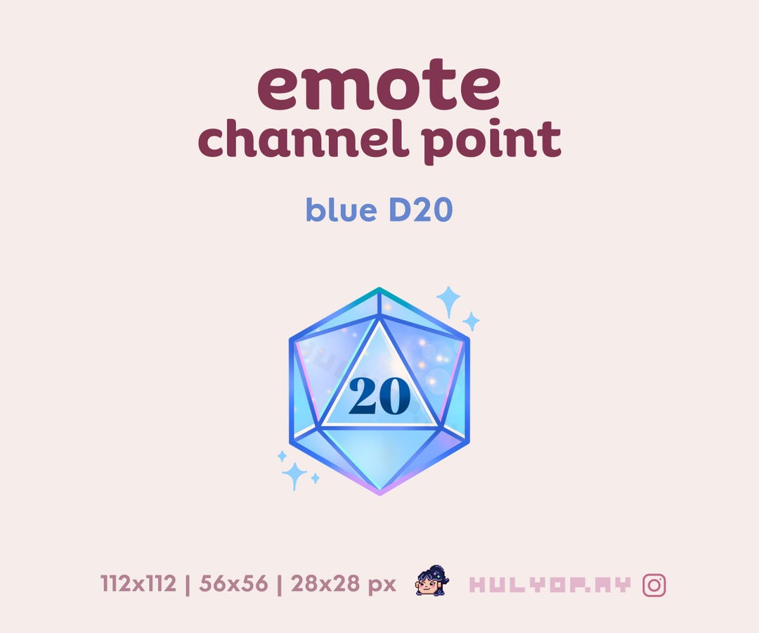 Blue D20 | Twitch Emote | Channel Point | Dice Roll | Tabletop ...